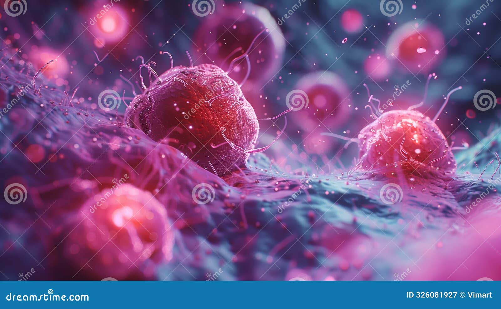 Image of Bacteria Under a Microscope, Cells with Virus and Bacteria ...