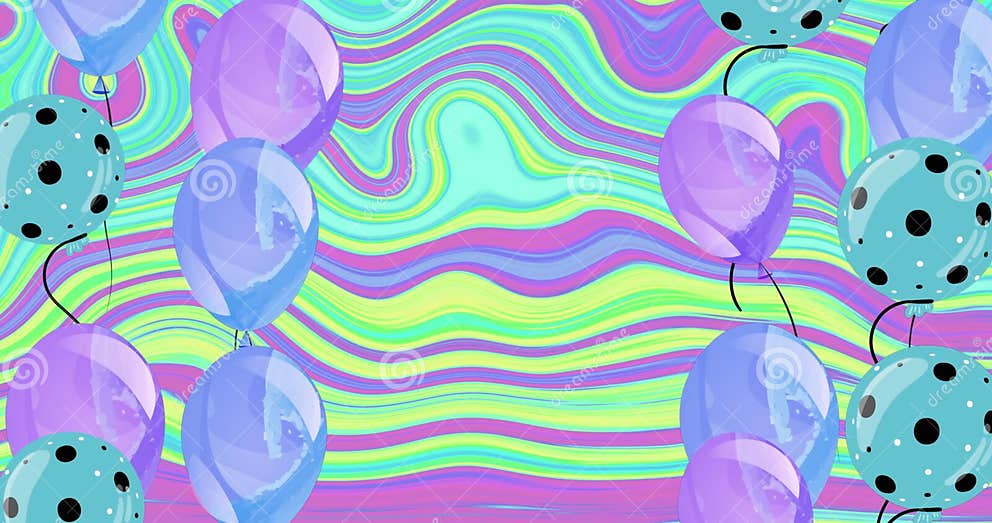 Image of Balloons Over Moving Colourful Liquid Background Stock ...
