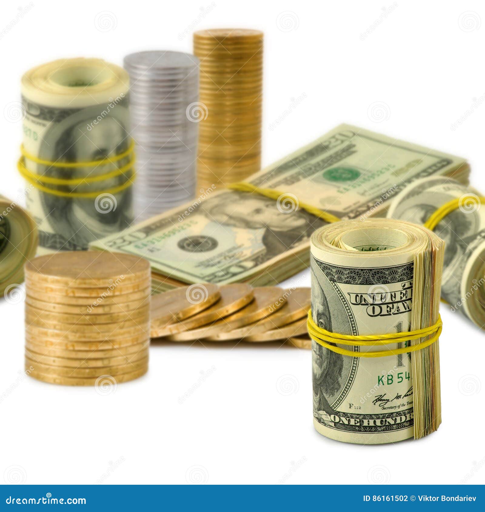 Image Banknotes and Coins Close-up Stock Photo - Image of coin, design ...