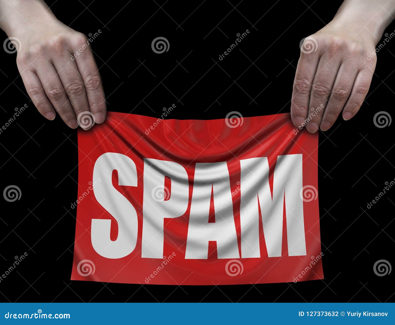 Banner with Spam in hands stock illustration. Illustration of symbol ...