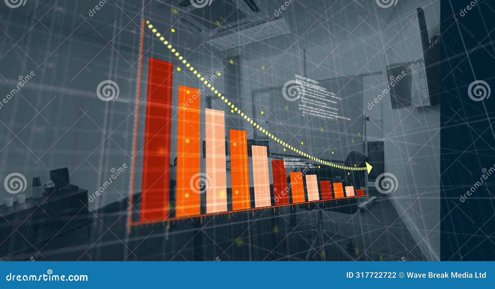 Image of Bar Graph and Arrow Representing Loss and Coding Over Empty ...