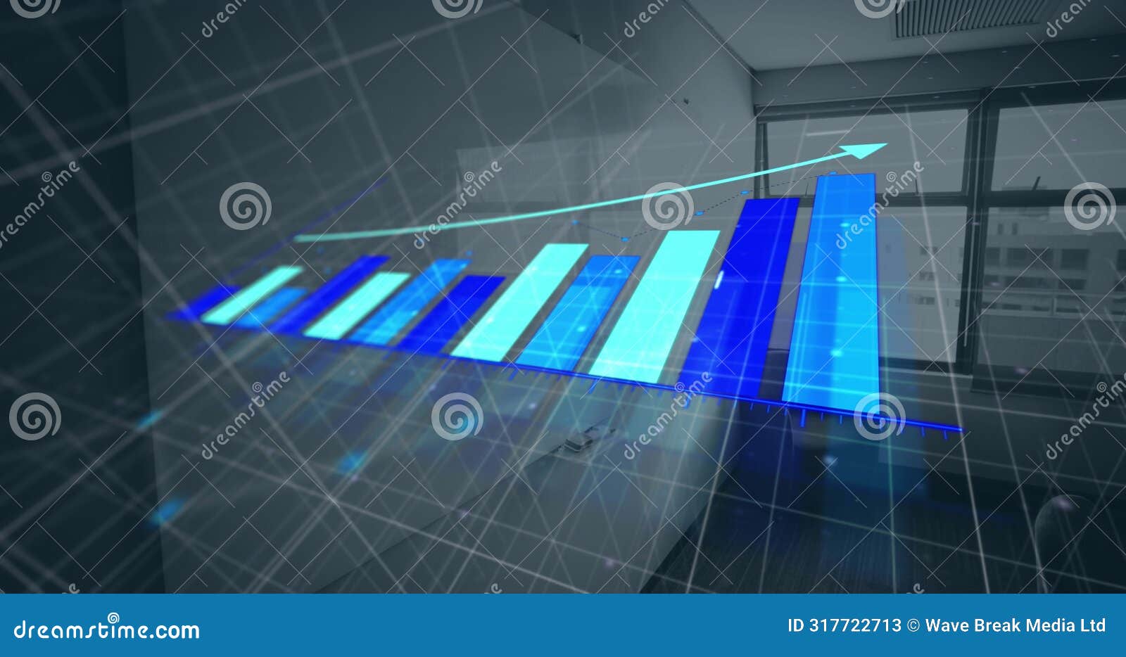 Image of Bar Graph Representing Growth Over Blank Whiteboard Mounted on ...