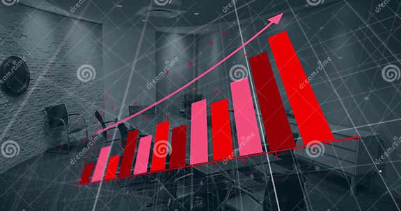 Image of Bar Graph Representing Growth Over Empty Chairs and Table ...