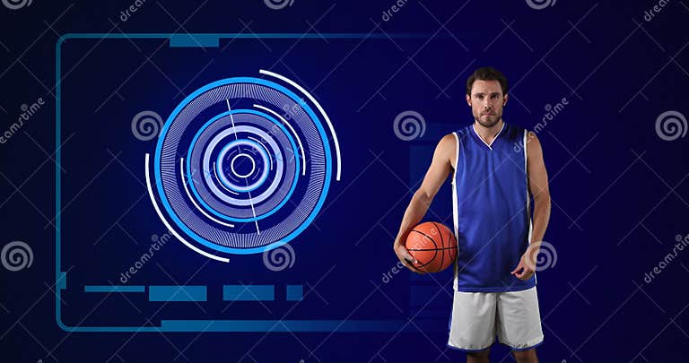 Image of Basketball Player with Scope Scanning and Data Processing Stock Image - Image of ball ...