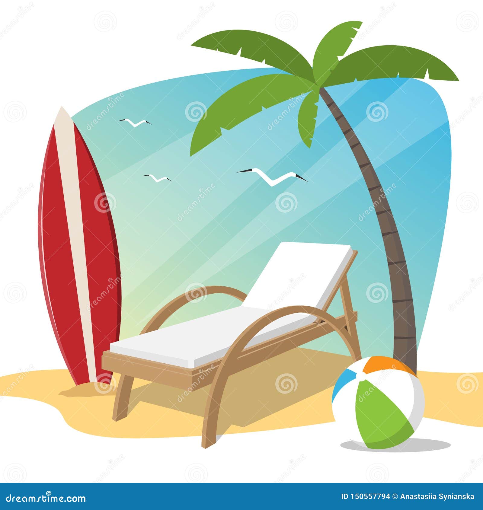 Image of Beach Items. Vector Illustration Stock Vector - Illustration ...