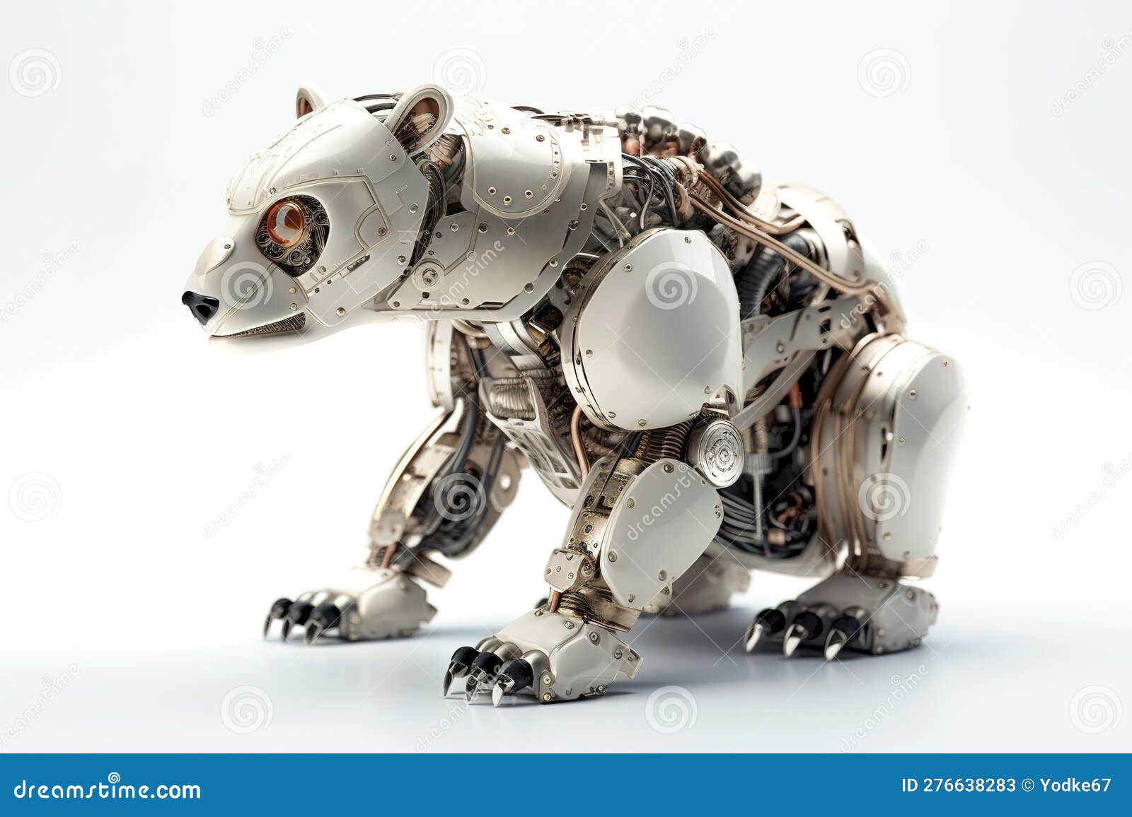 Image of a Bear Modified into a Electronics Robot on a White Background ...