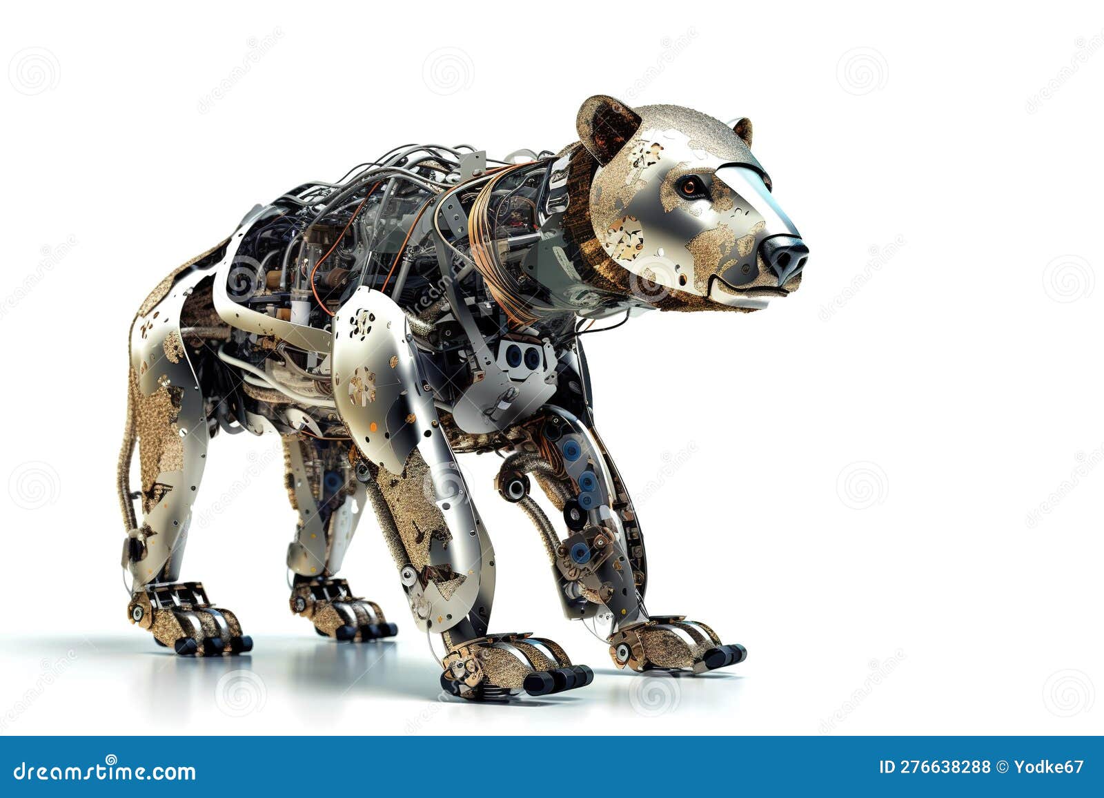 Image of a Bear Modified into a Electronics Robot on a White Background ...