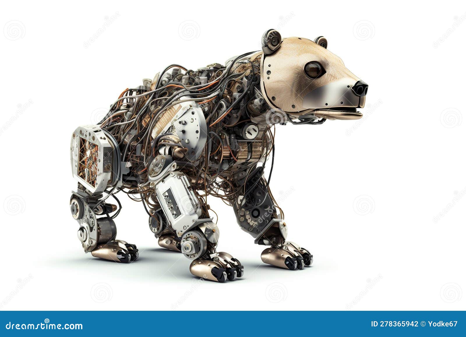 Image of a Bear Modified into an Electronics Robot on a White ...