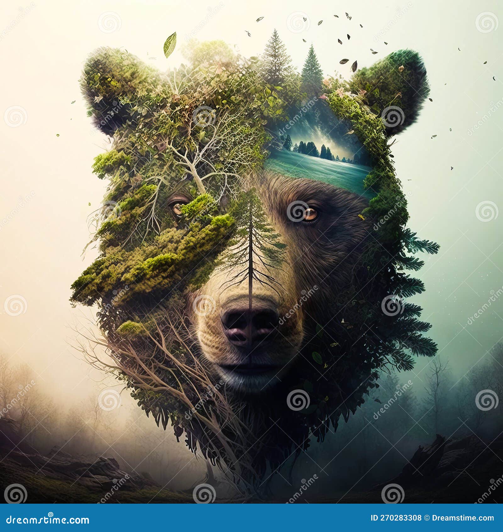 An Image of Bear with Trees and Forest in the Background. Generative AI ...