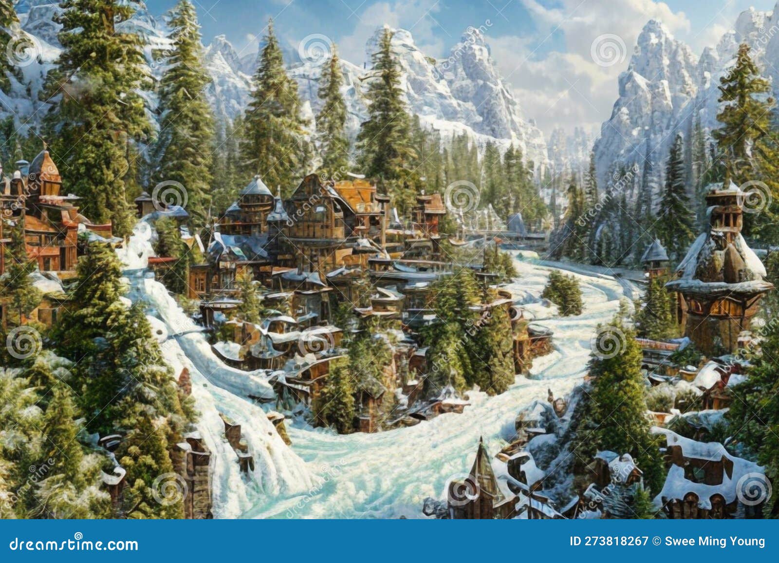 Image of the Beautiful Futuristic Psychedelic Snowy Cliff Around the ...