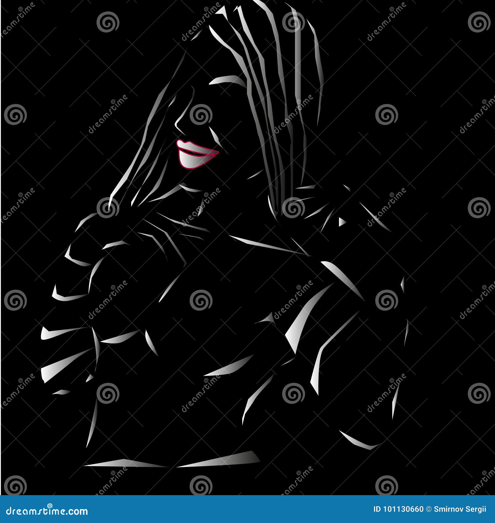 Image of a Beautiful Girl in a Shadow Fashion Stock Illustration ...