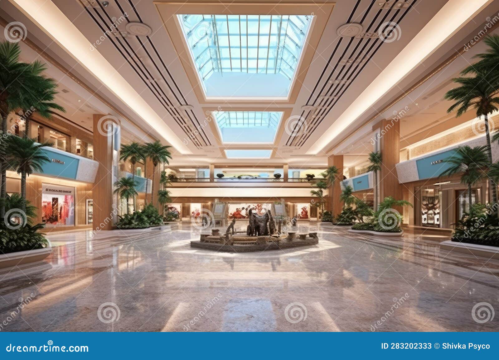 Image of Beautiful Interior Design of Lobby Empty Mall Stock ...
