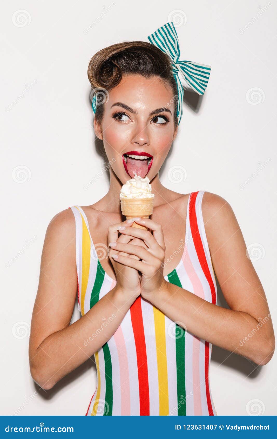 Beautiful Pin Up Woman Eating Ice Cream. Stock Image - Image of cream ... Beautiful Pin Up Woman Eating Ice Cream. Stock Image - Image of cream ...