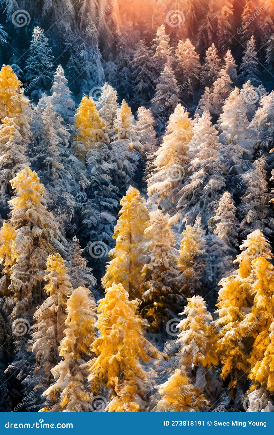 Image of the Beautiful Psychedelic Snowy Cliff Around the Forest ...
