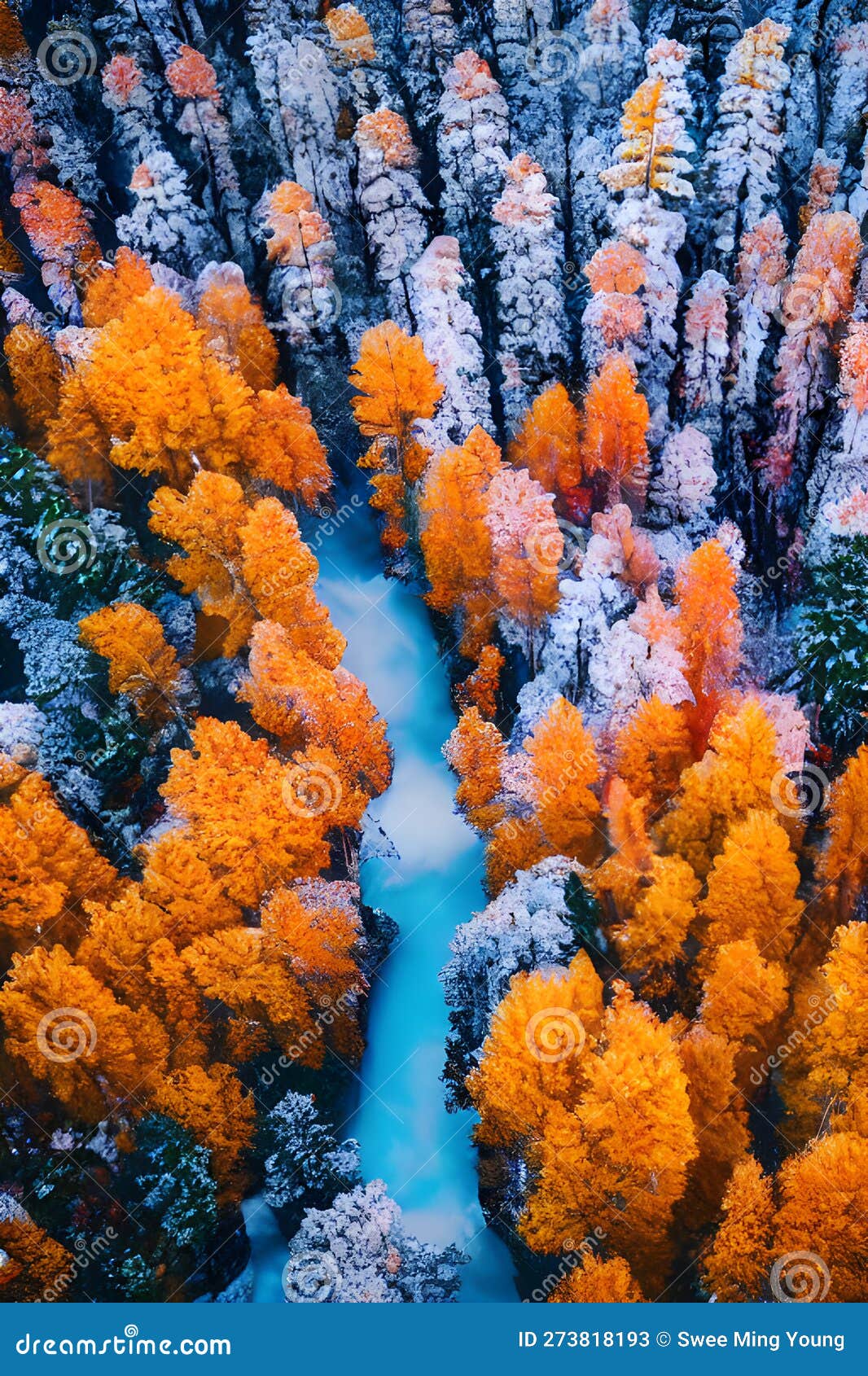 Image of the Beautiful Psychedelic Snowy Cliff Around the Forest ...
