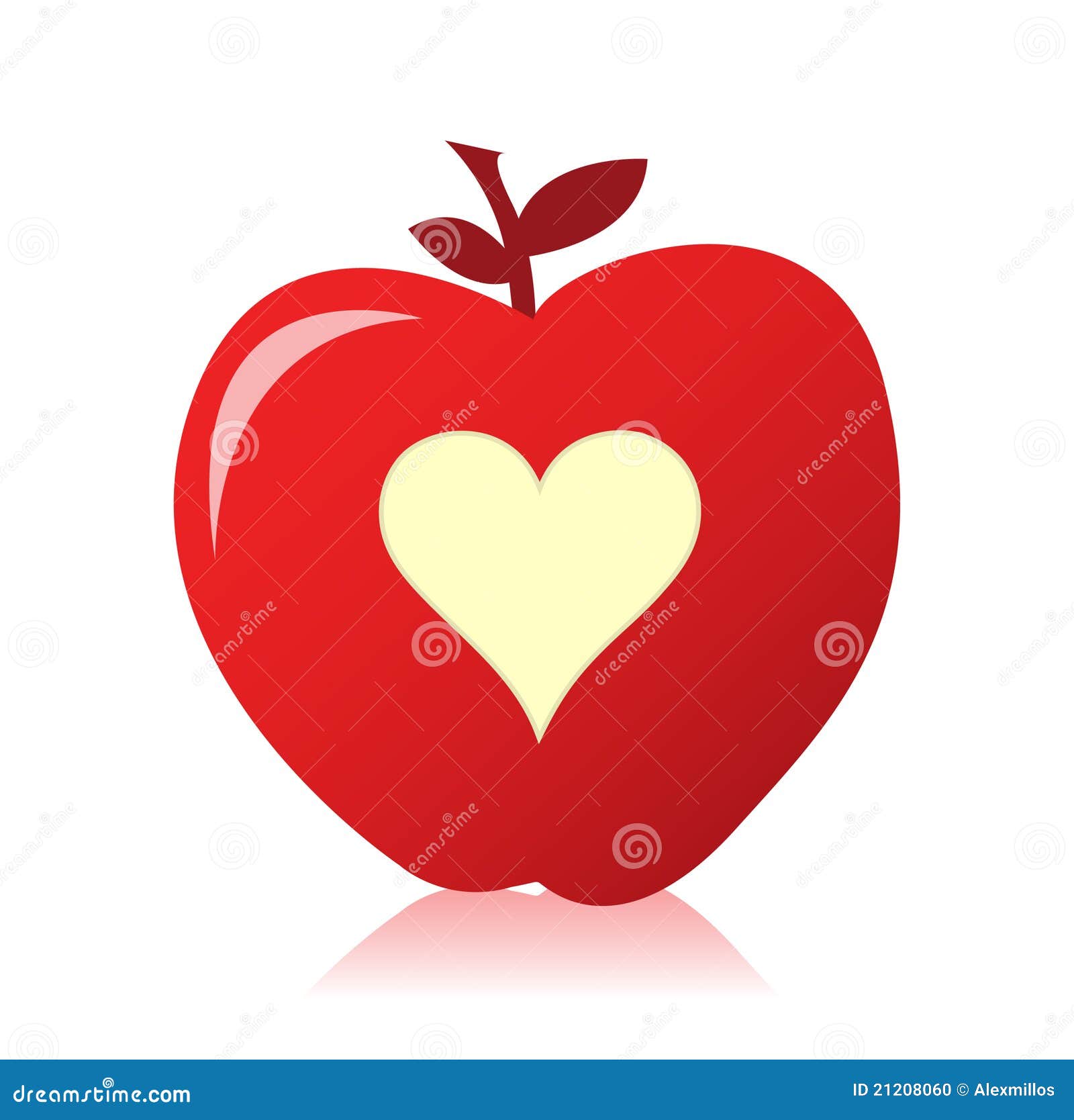 Image of a Beautiful Red Apple with a Heart Stock Vector - Illustration ...