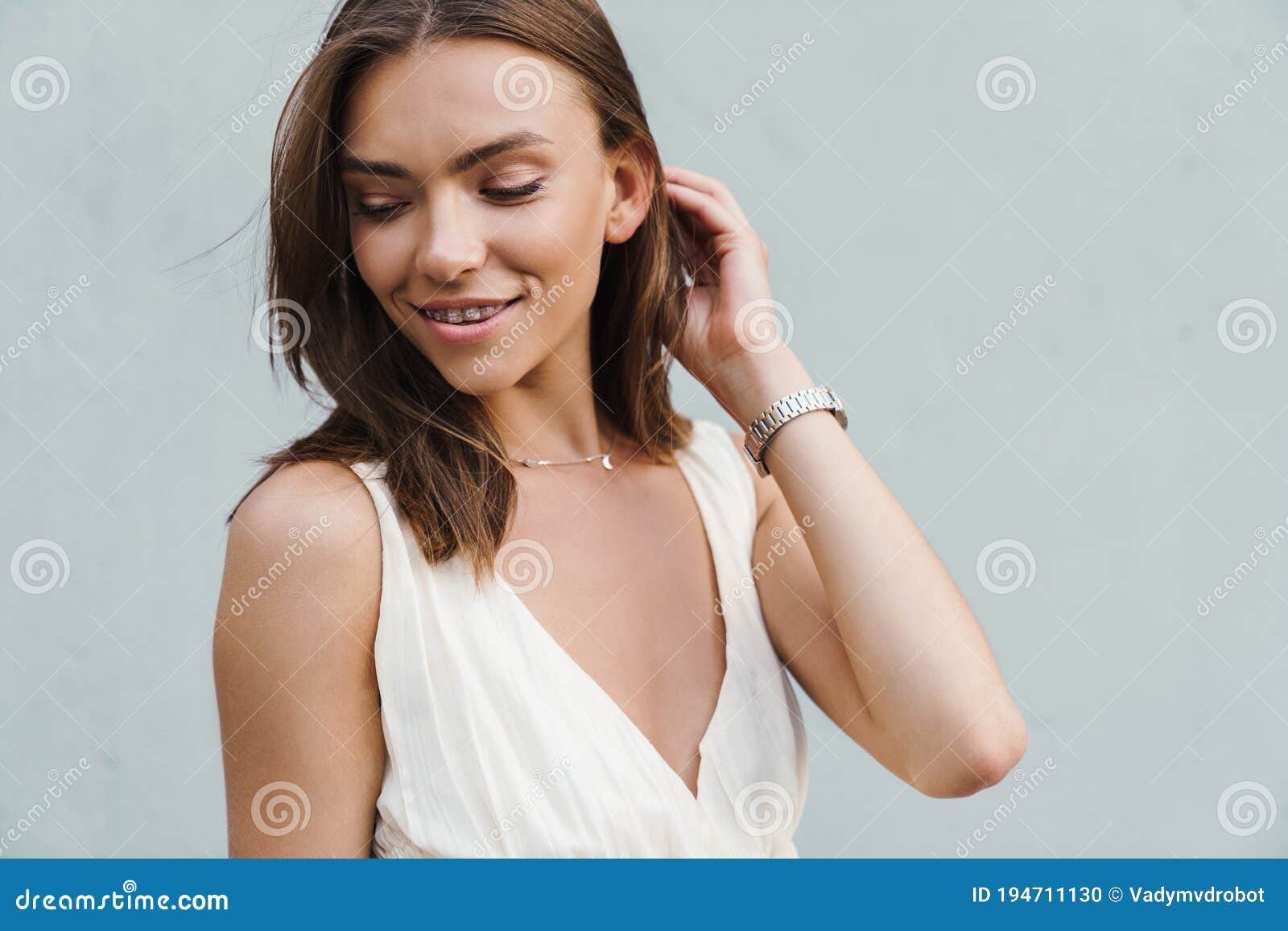 Smiling Optimistic Young Woman Posing Stock Photo - Image of cute ...