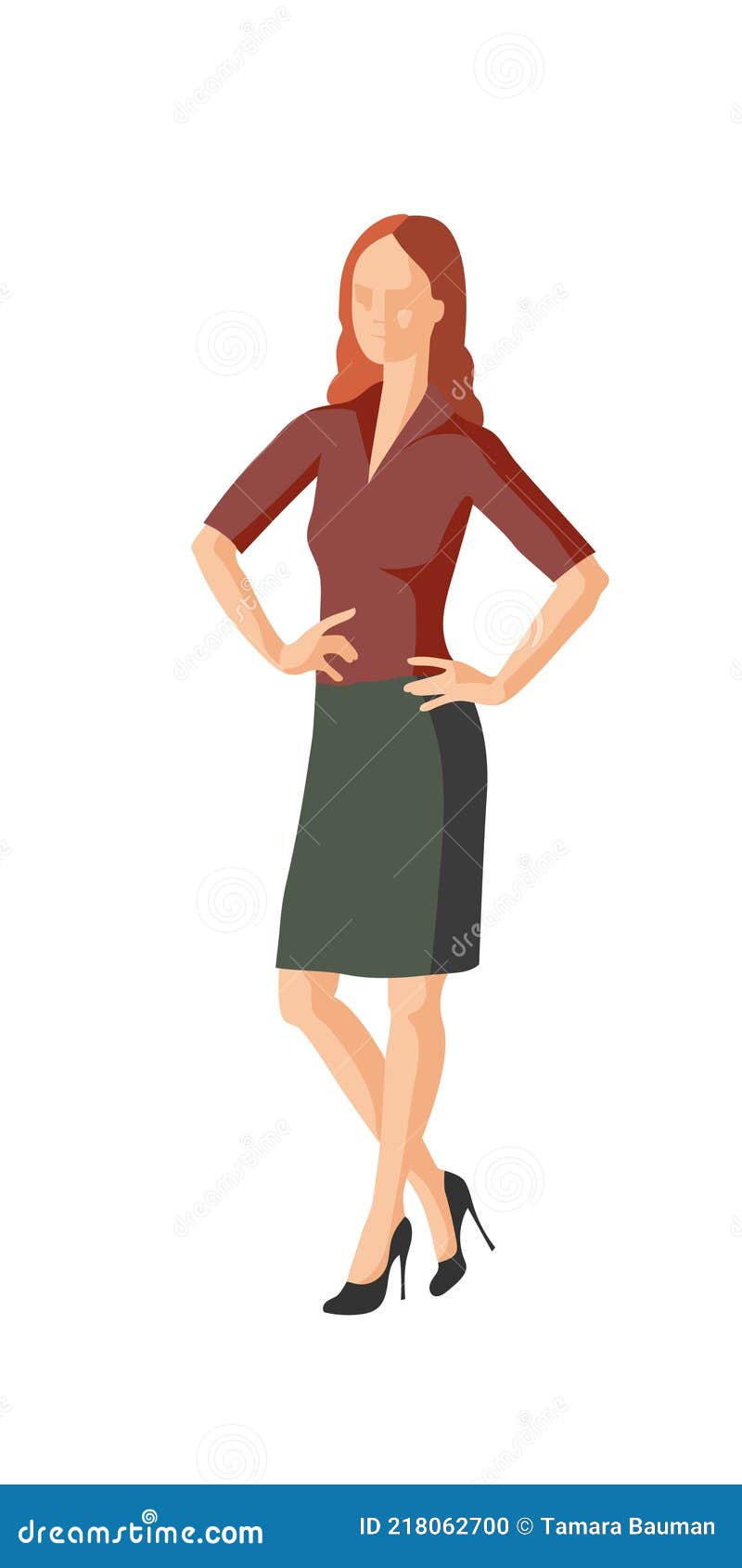 Image. Beautiful Woman Stands in a Free Pose Stock Vector ...