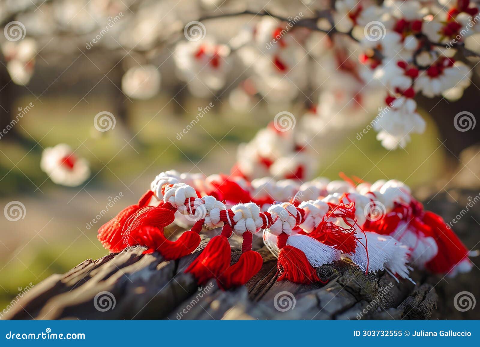 Baba Marta Celebration with Martenitsa and Blooming Trees Stock ...