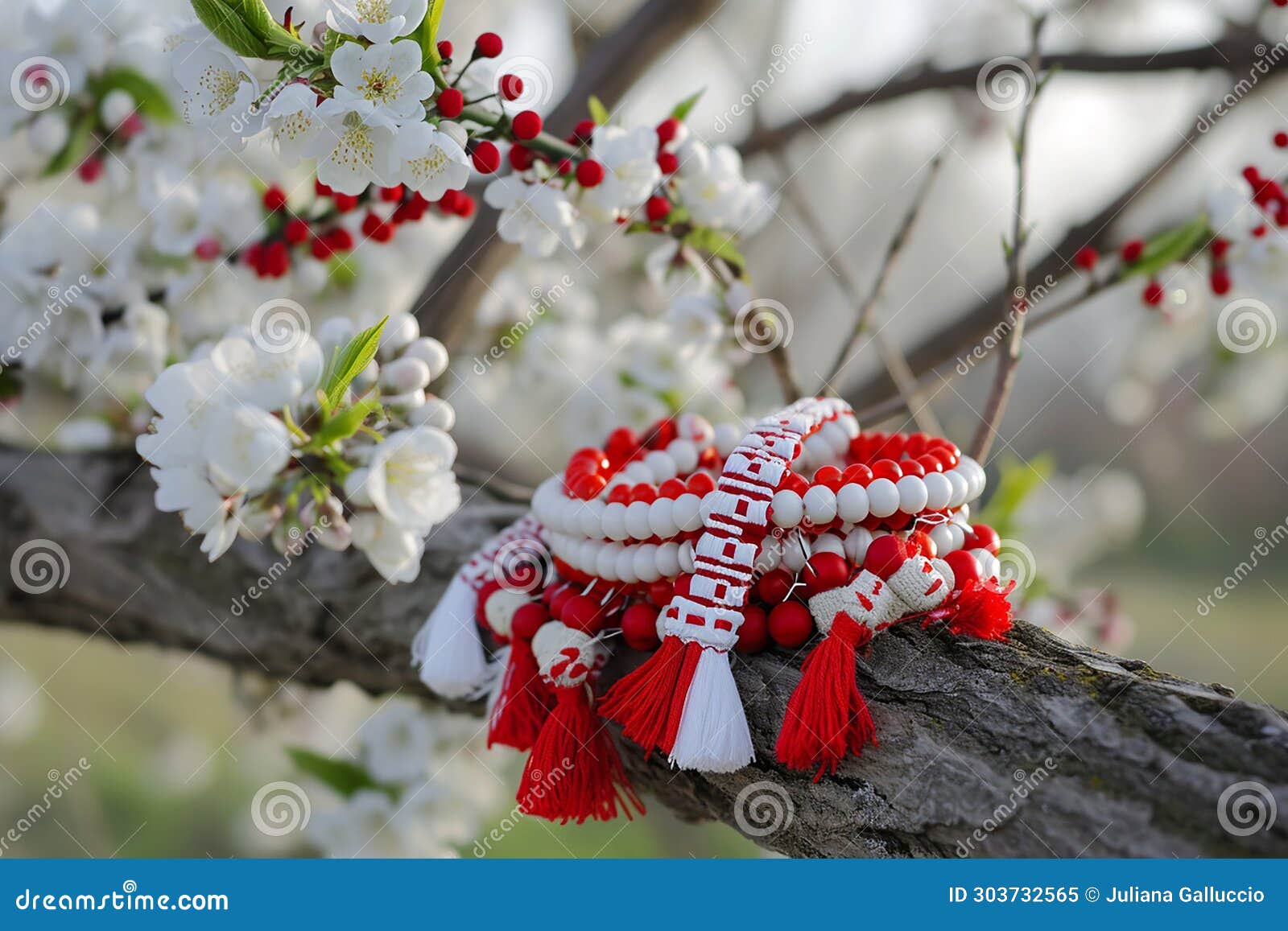 Baba Marta Celebration with Martenitsa and Blooming Trees Stock Image ...