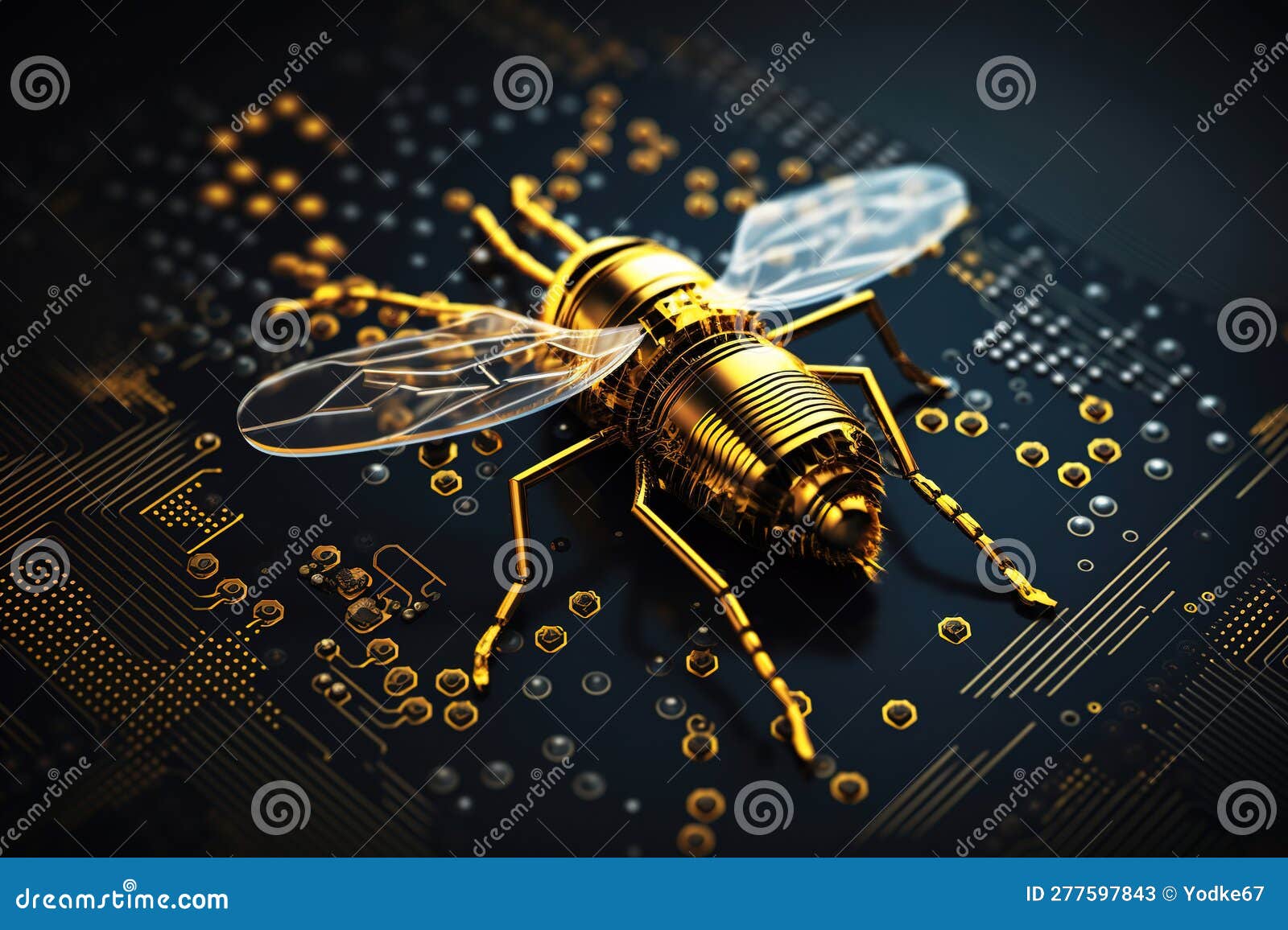 Image of a Bee with Technology Concept. Electronic Bee with a Circuit ...