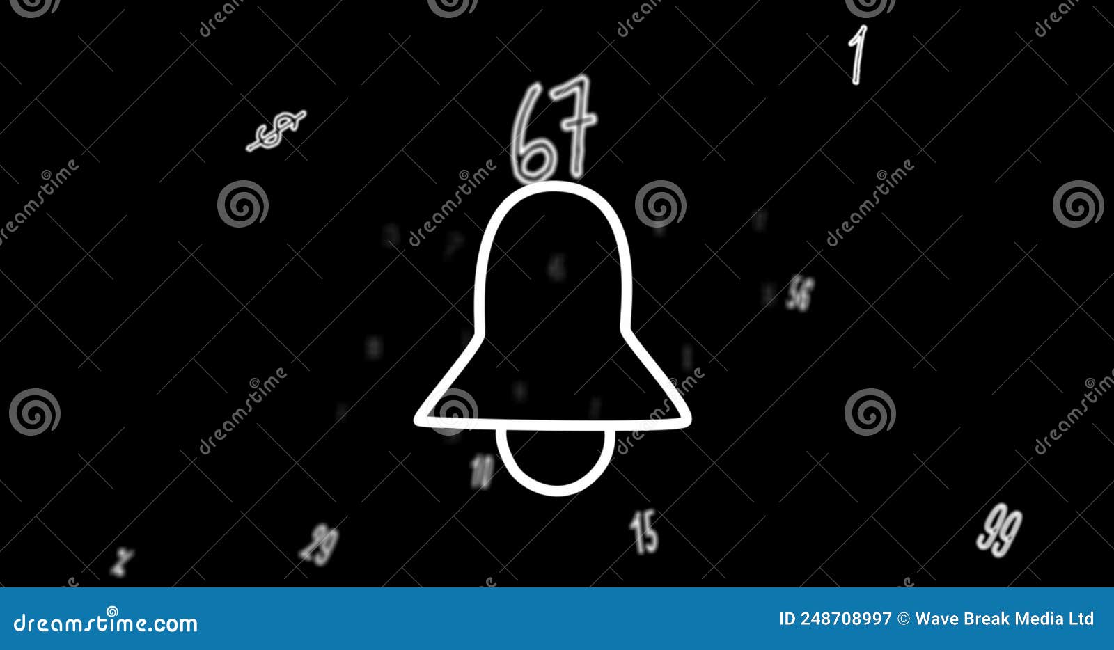 Image of Bell Icon Over Numbers on Black Background Stock Illustration ...