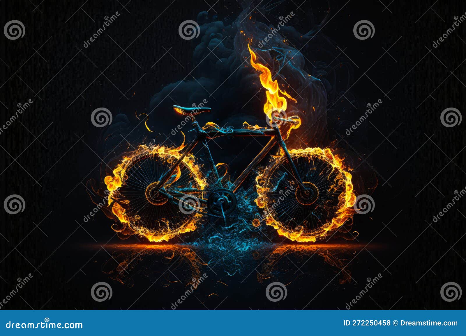An Image of Bicycle with Flames on it. Generative AI Stock Illustration ...