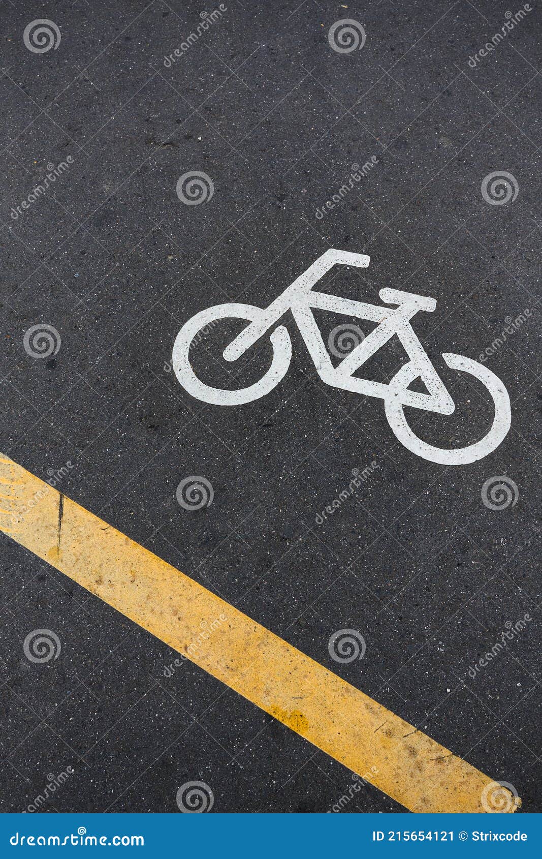 Image of Bicycle Sign or Icon on the Road in the Park. Bike Path Stock ...