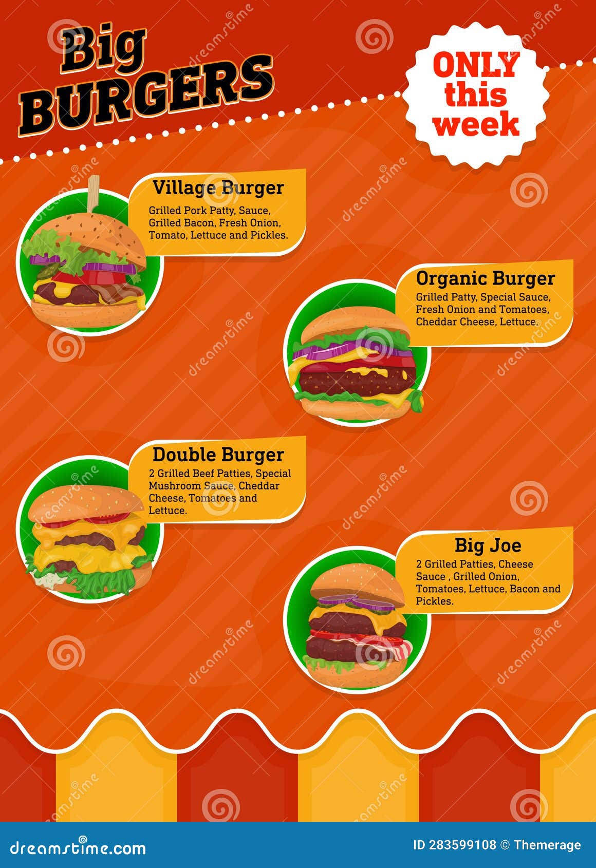 Image of Big Burgers Restaurant Menu Stock Vector - Illustration of ...