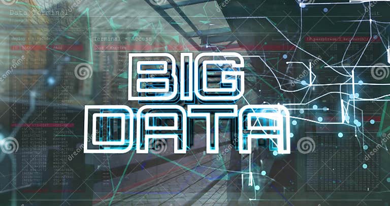 Image of Big Data Text Over Network and Data Processing Over Cityscape ...