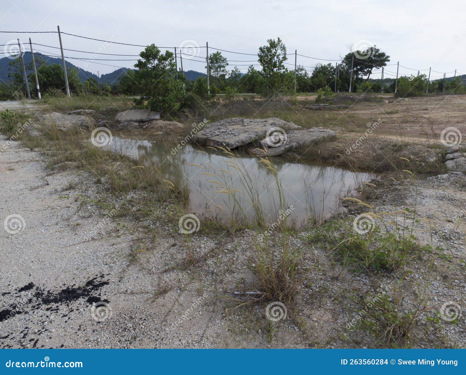 The Big Pothole on the Isolated or Vacant Land. Stock Photo - Image of ...