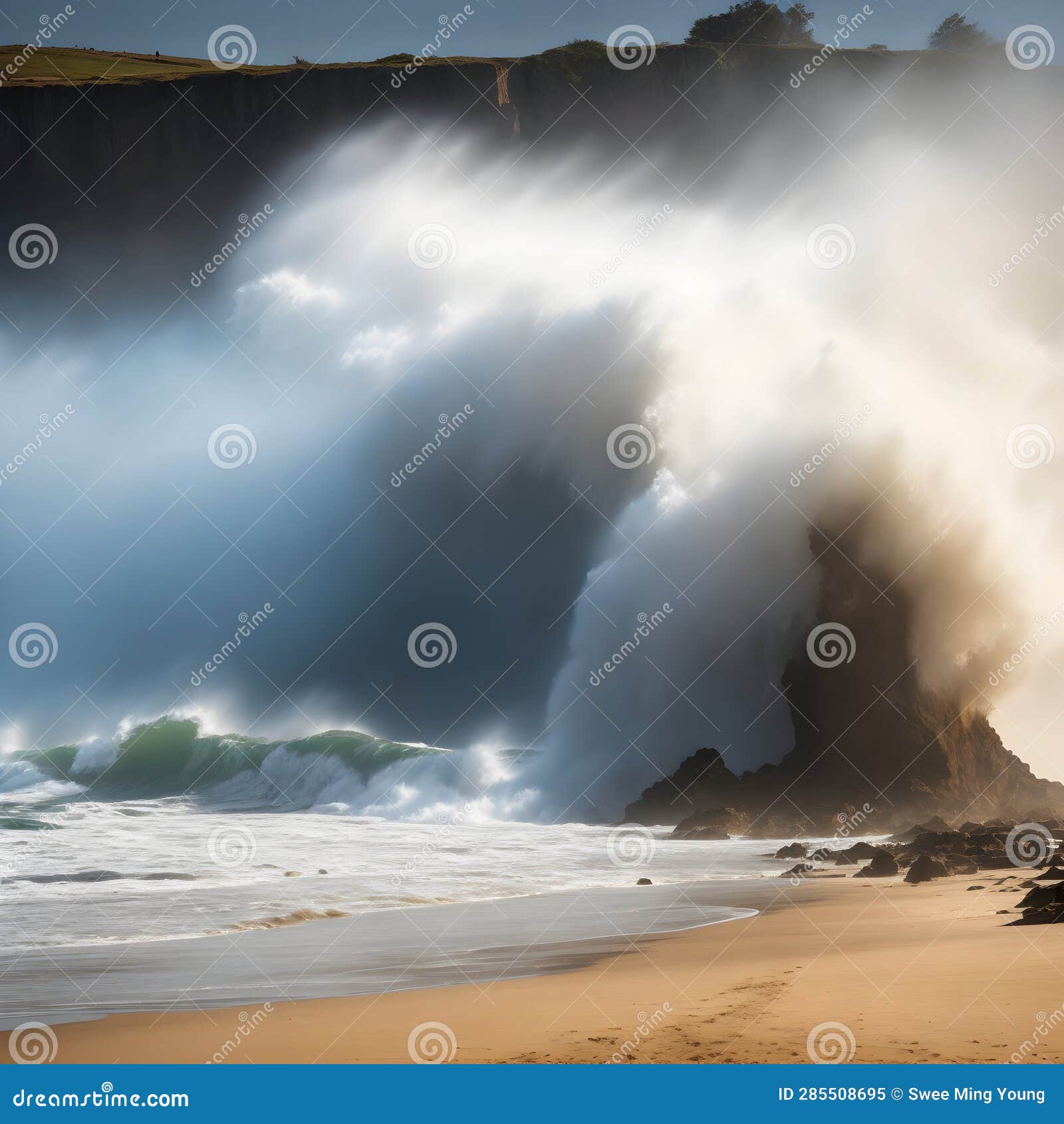 Image of the Big Wave of Water Rushing through Anything Its Passes ...