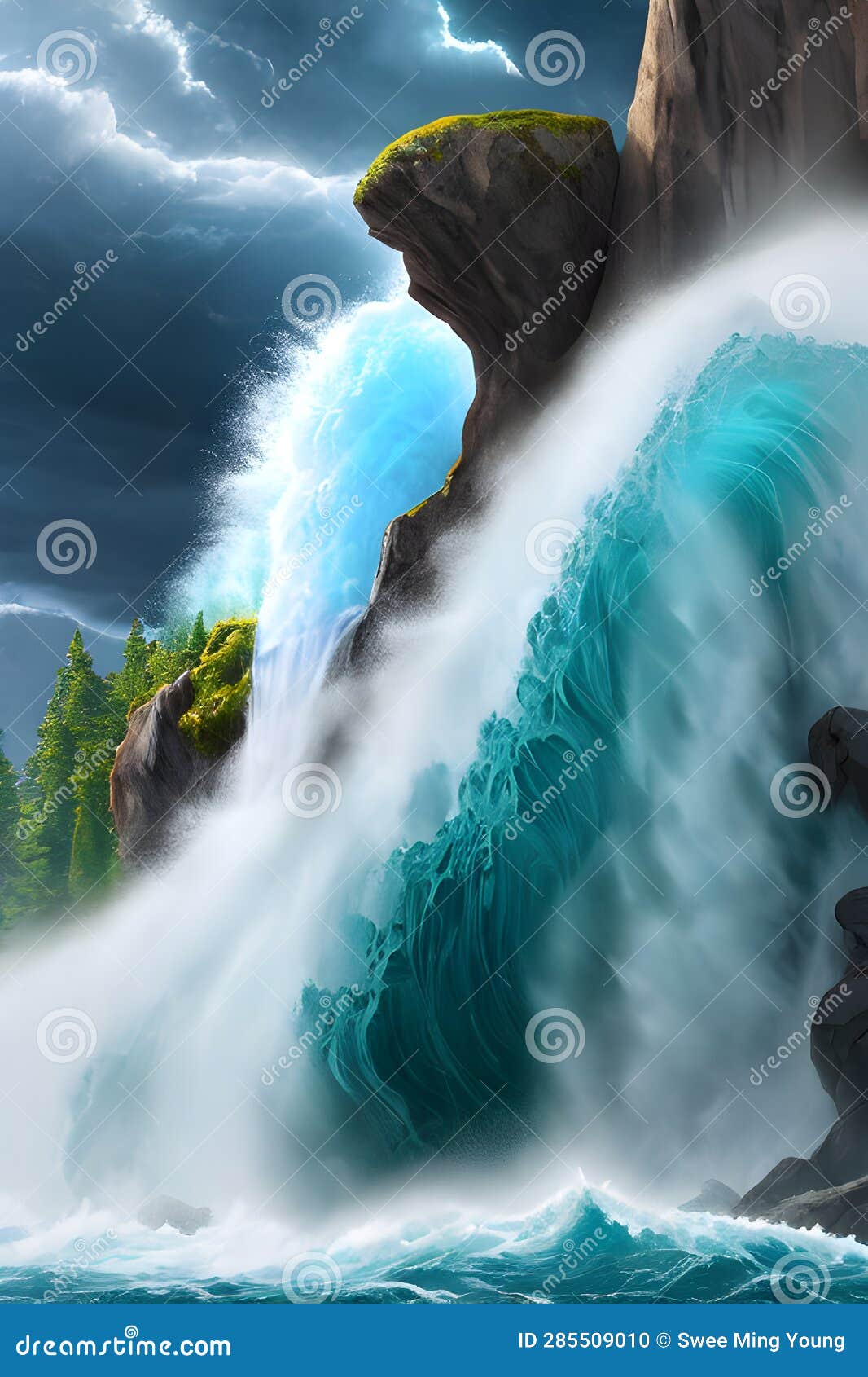 Image of the Big Wave of Water Rushing through Anything Its Passes ...