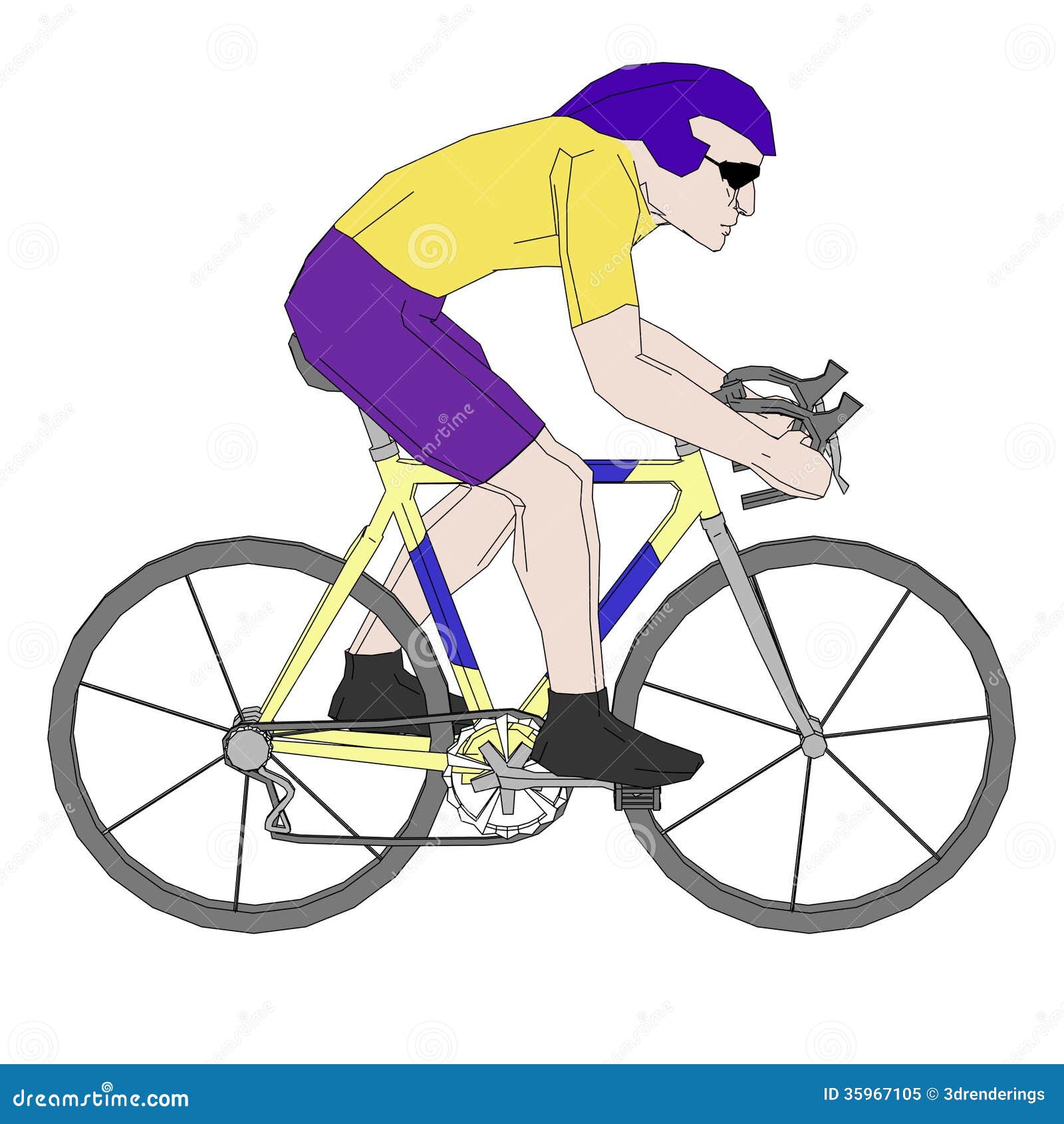 Image of biker on bike stock illustration. Illustration of toon - 35967105