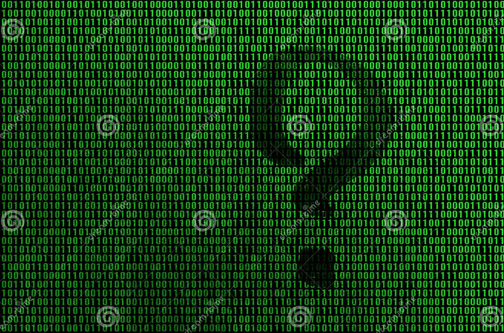 An Image of a Binary Code from Bright Green Digits, through Which the ...