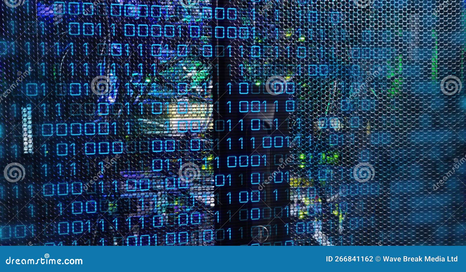 Image of Binary Code and Data Over Servers Stock Illustration ...