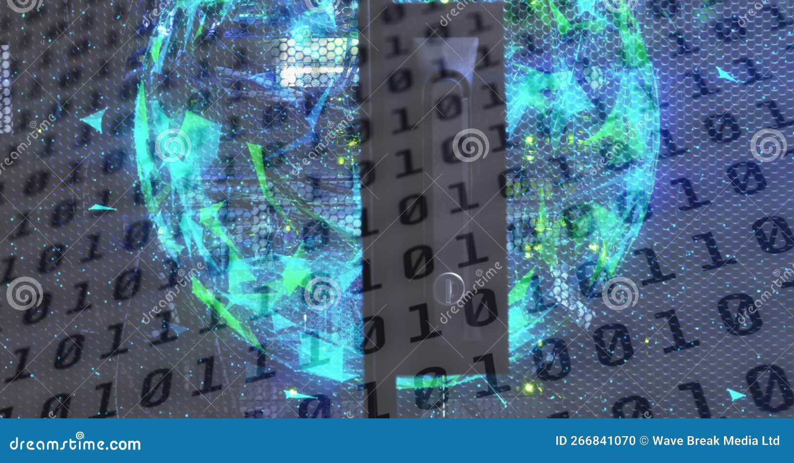 Image of Binary Code and Globe Over Servers Stock Illustration ...