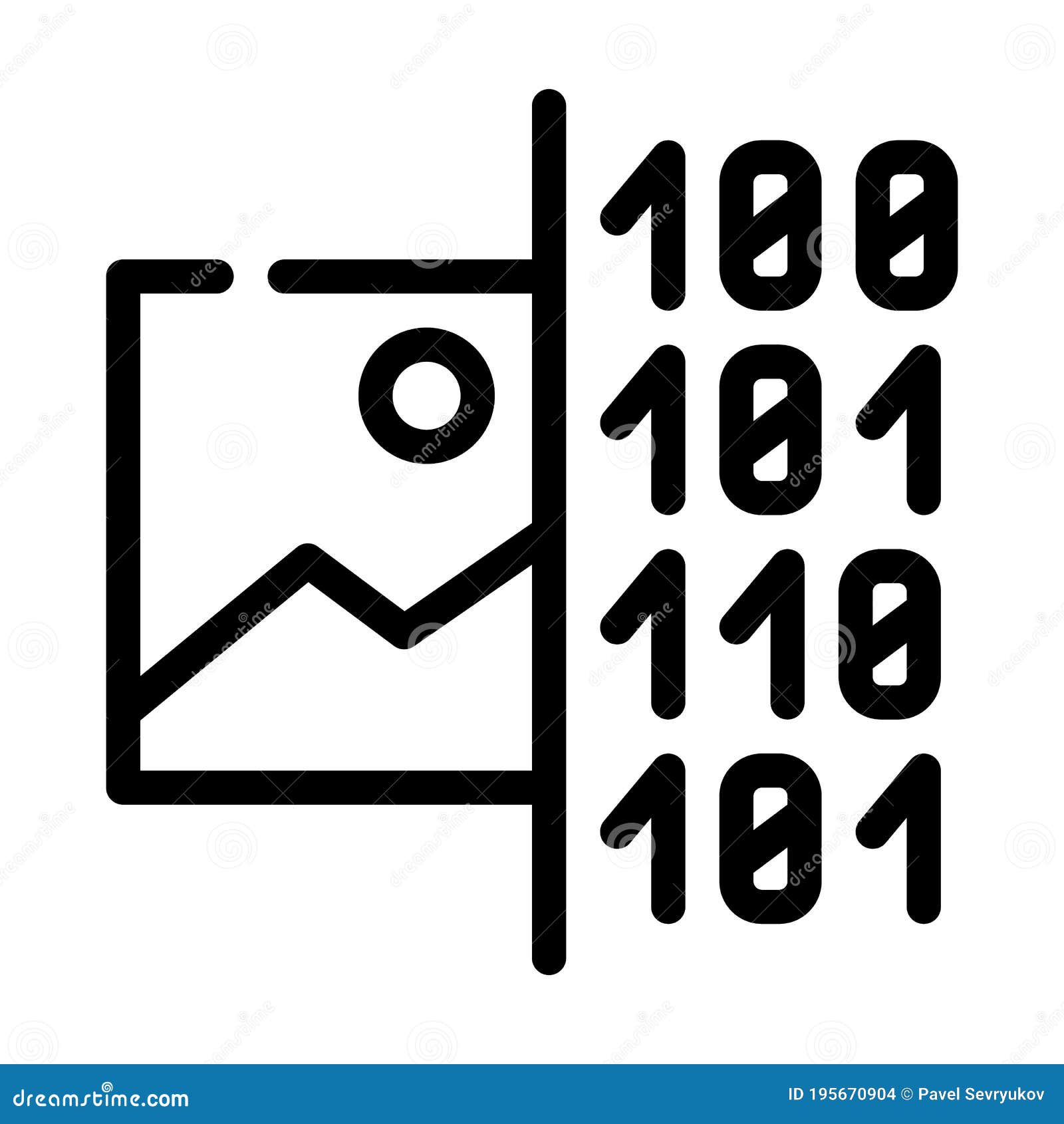 Image Binary Code Line Icon Vector Illustration Stock Vector