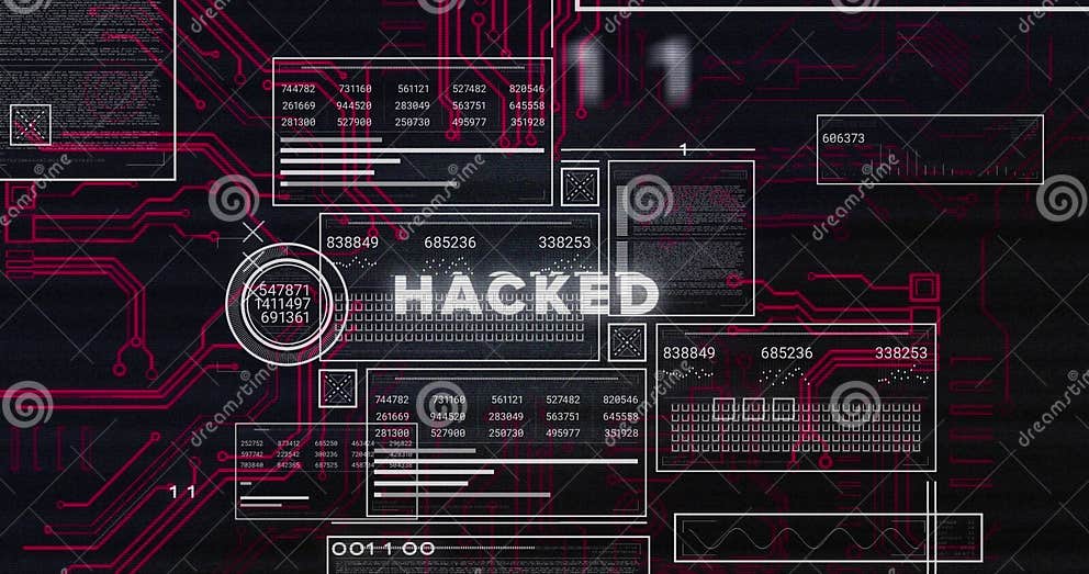 Image of Binary Codes Over Hacked Text on Loading Bars, Numbers in ...