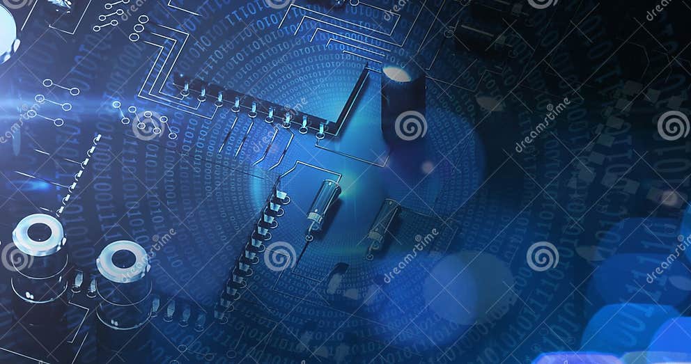 Image of Binary Coding and Data Processing on Computer Circuit Board Stock Photo - Image of ...