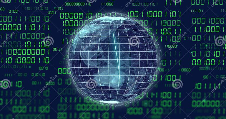 Image of Binary Coding Data Processing Over Globe Stock Photo - Image of coding, information ...