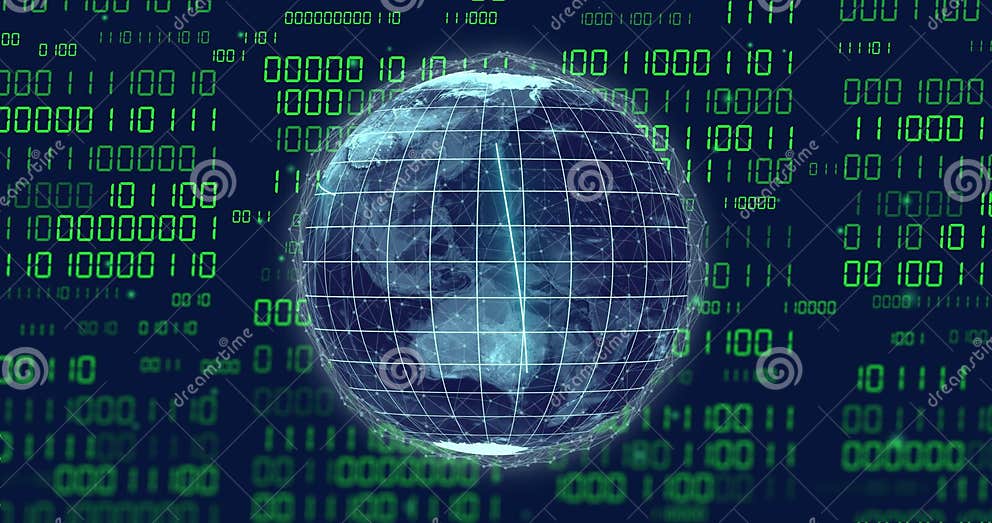 Image of Binary Coding Data Processing Over Globe Stock Photo - Image ...