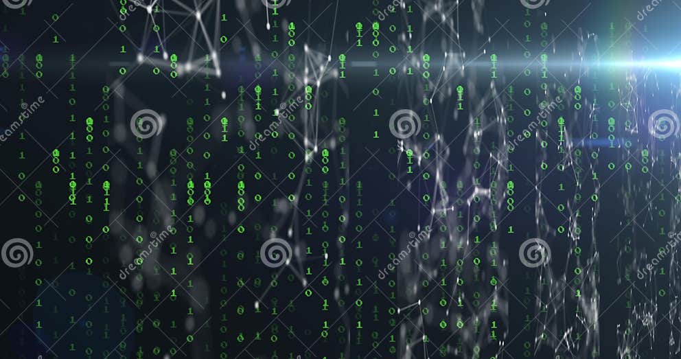Image Of Binary Coding And Data Processing Over Network Of Connections Stock Illustration