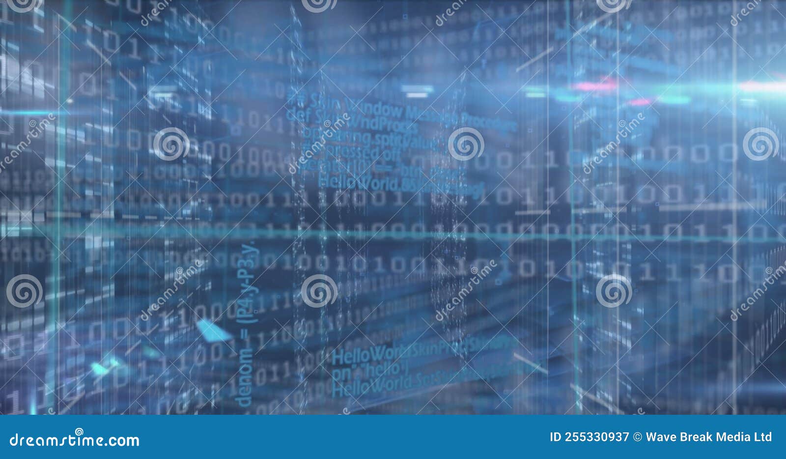 Image Of Binary Coding Data Processing Over Screens Of Mosaic Squares 0497