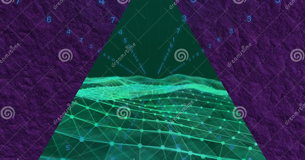 Image Of Binary Coding And Data Processing Over Triangle Stock