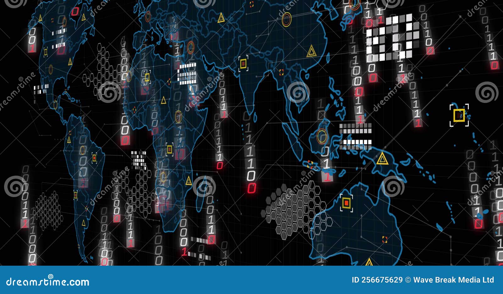 Image Of Binary Coding And Data Processing Over World Map Stock Illustration Illustration Of