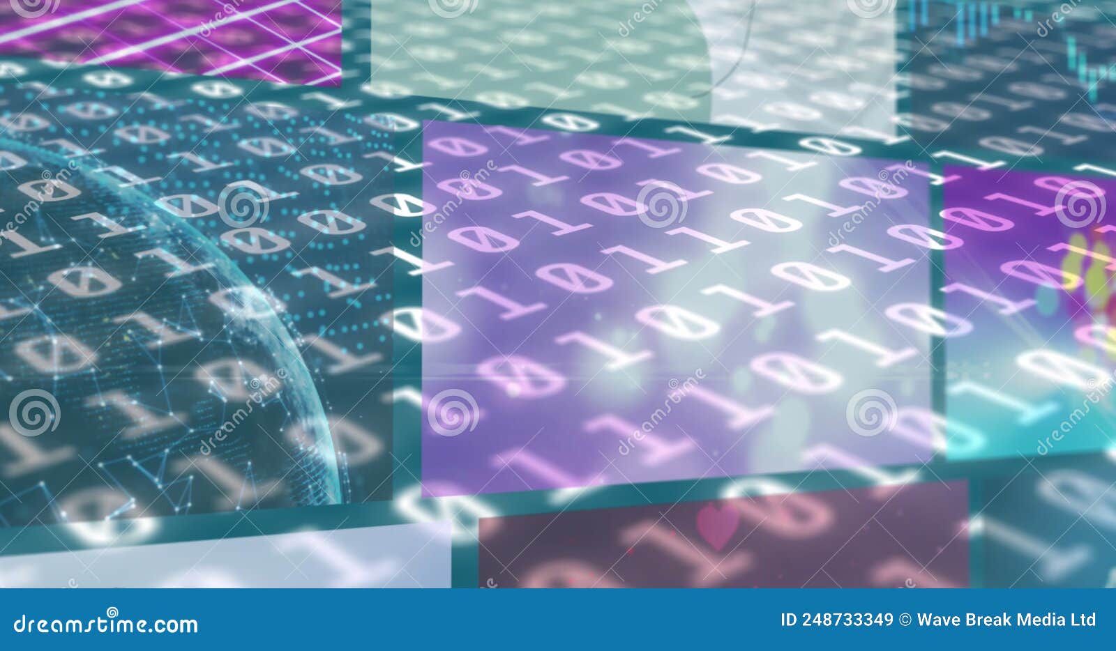 Image of Binary Coding and Data Processing on Screens Stock ...