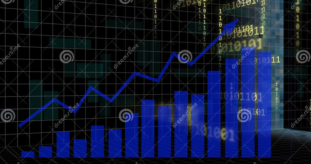 Image Of Binary Coding Data Processing And Statistics Over Dark Background Stock Image Image