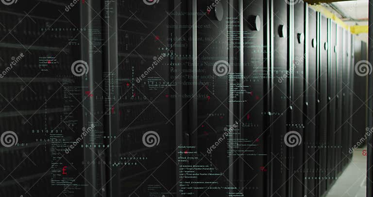 Image of Binary Coding Data Processing and Symbols Against Computer Server Room Stock ...