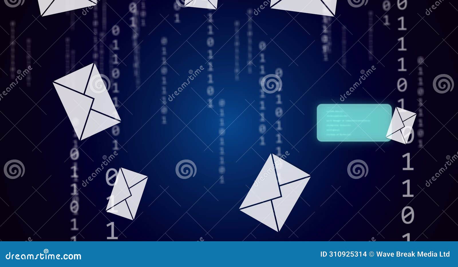 Image of Binary Coding, Envelope Icons and Data Processing Stock Illustration - Illustration of ...